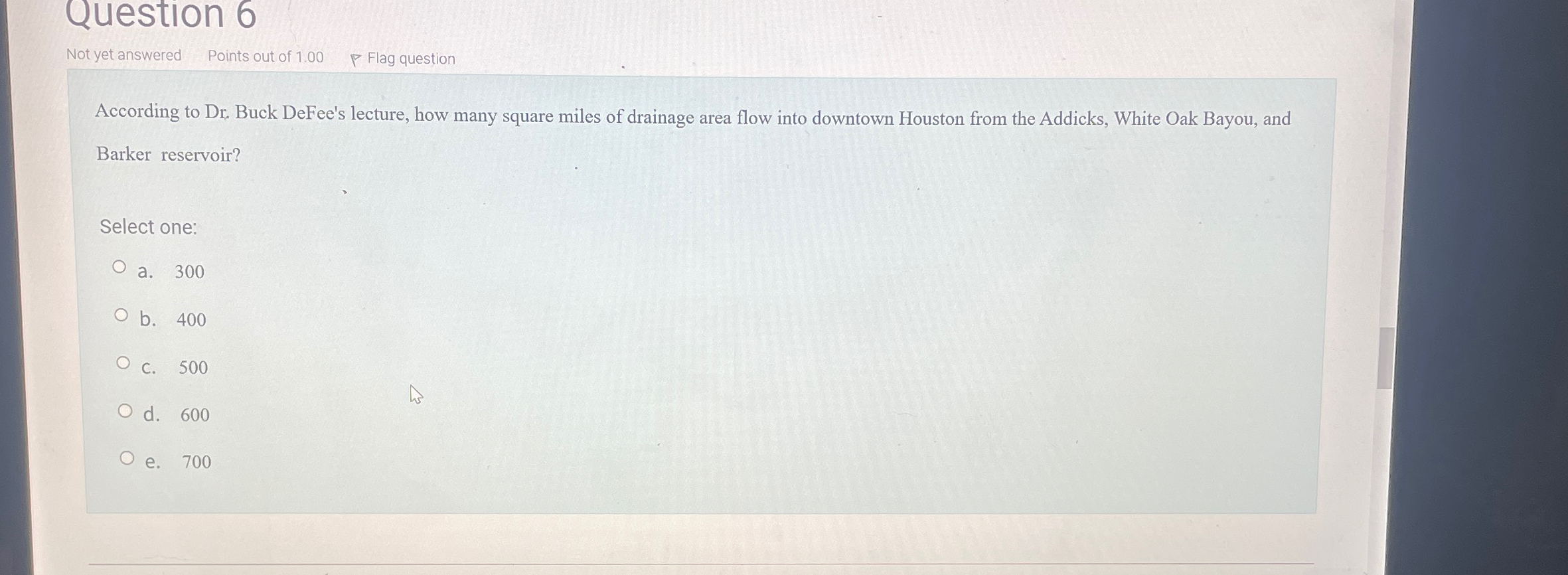 Solved Question 6Not yet answeredPoints out of 1.00Flag | Chegg.com