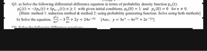 Solved Q3 A Solve The Following Differential Difference