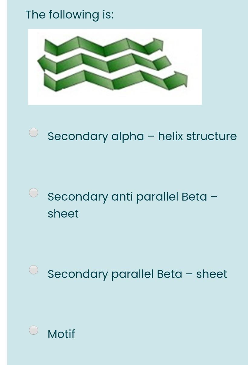 Solved The following is: Secondary alpha – helix structure | Chegg.com