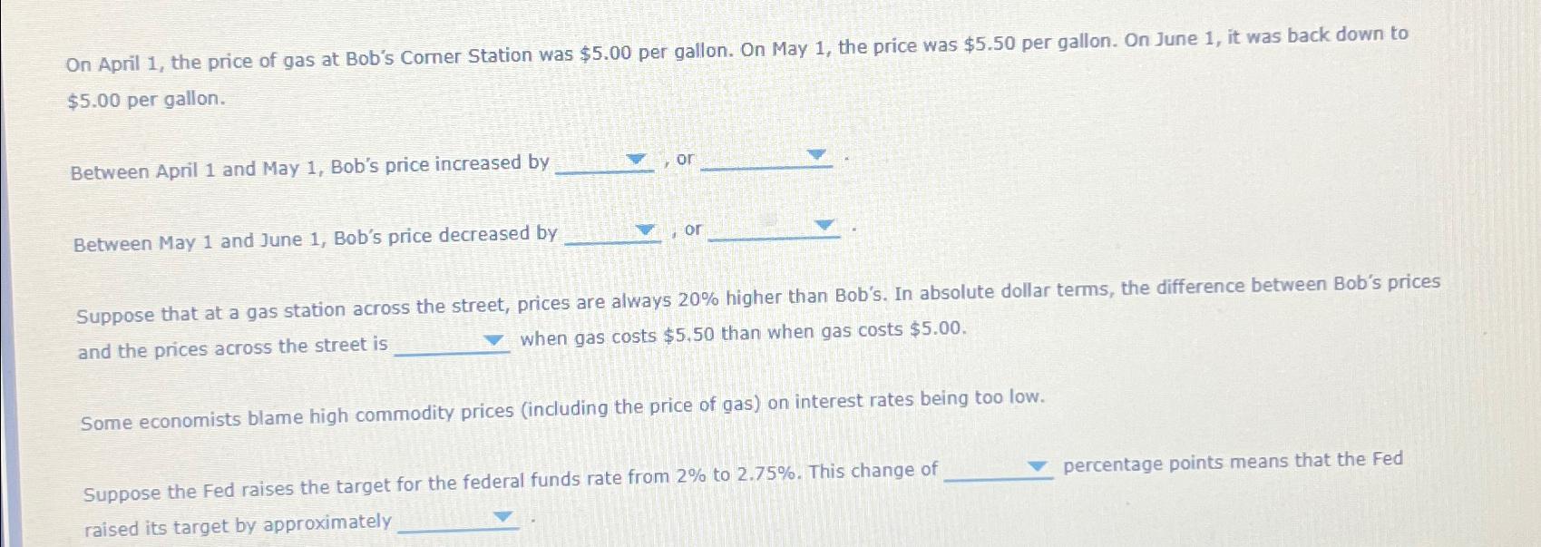 Solved On April 1, ﻿the price of gas at Bob's Comer Station | Chegg.com