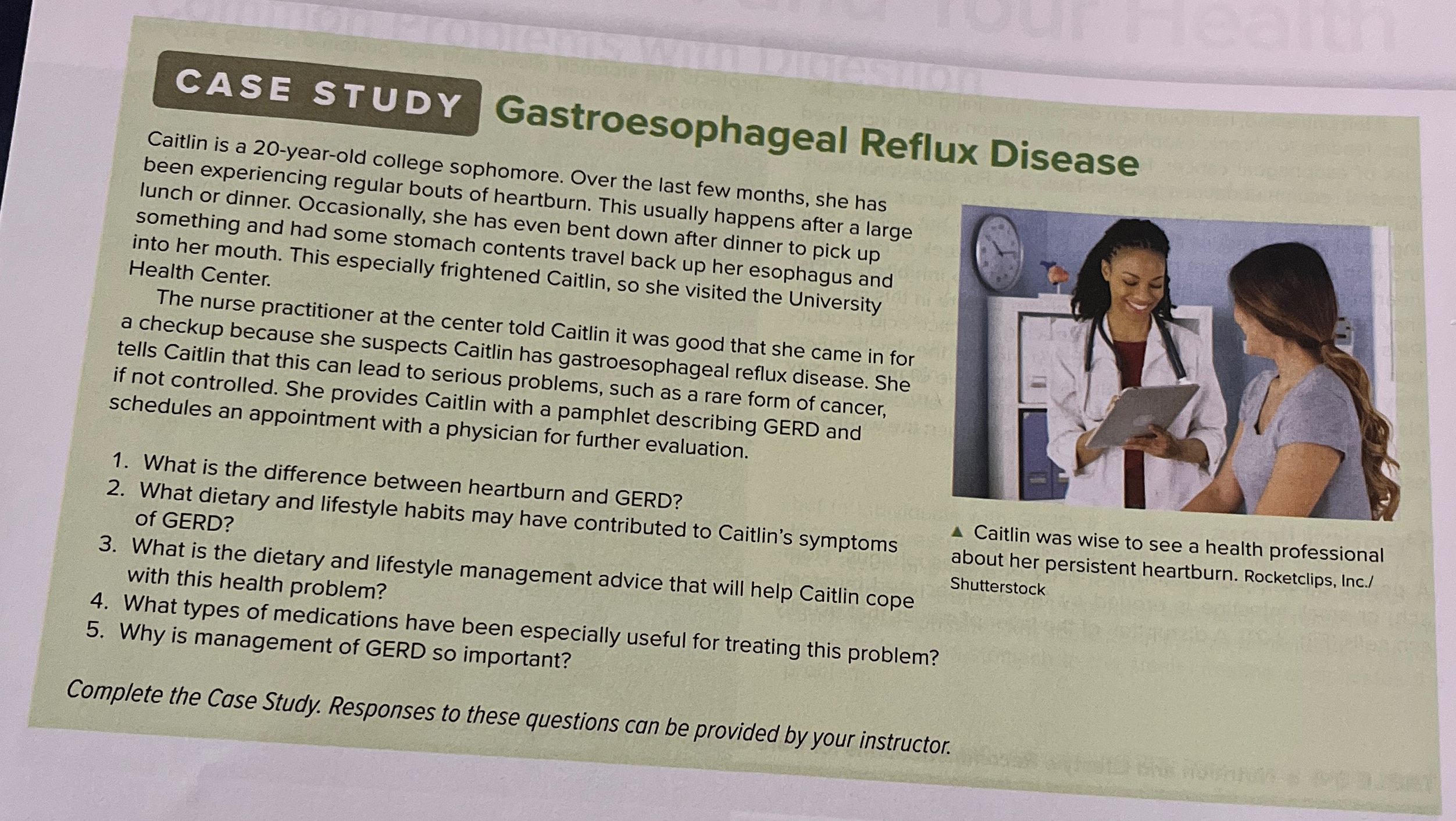Solved CASE STUDY Gastroesophageal Reflux DiseaseCaitlin is | Chegg.com