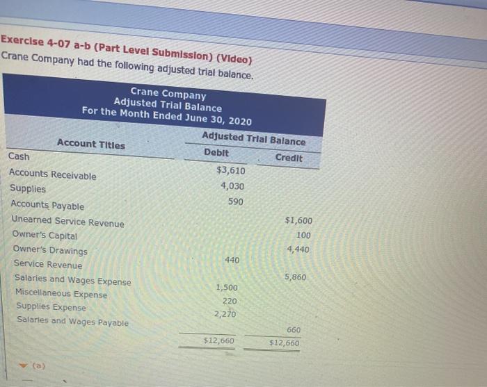 Solved Exercise 4-07 a-b (Part Level Submission) (Video) | Chegg.com