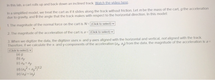 Solved In this lab, a cart rolls up and back down an | Chegg.com