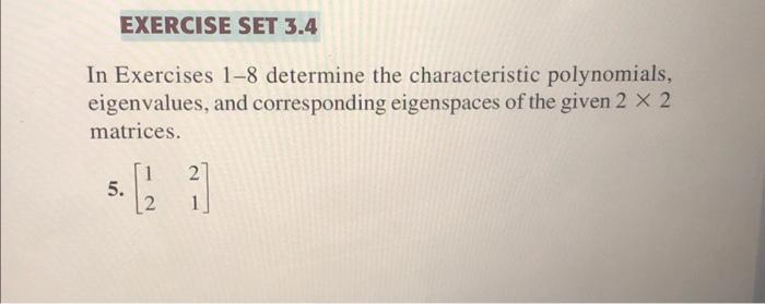 Solved In Exercises 1-8 determine the characteristic | Chegg.com