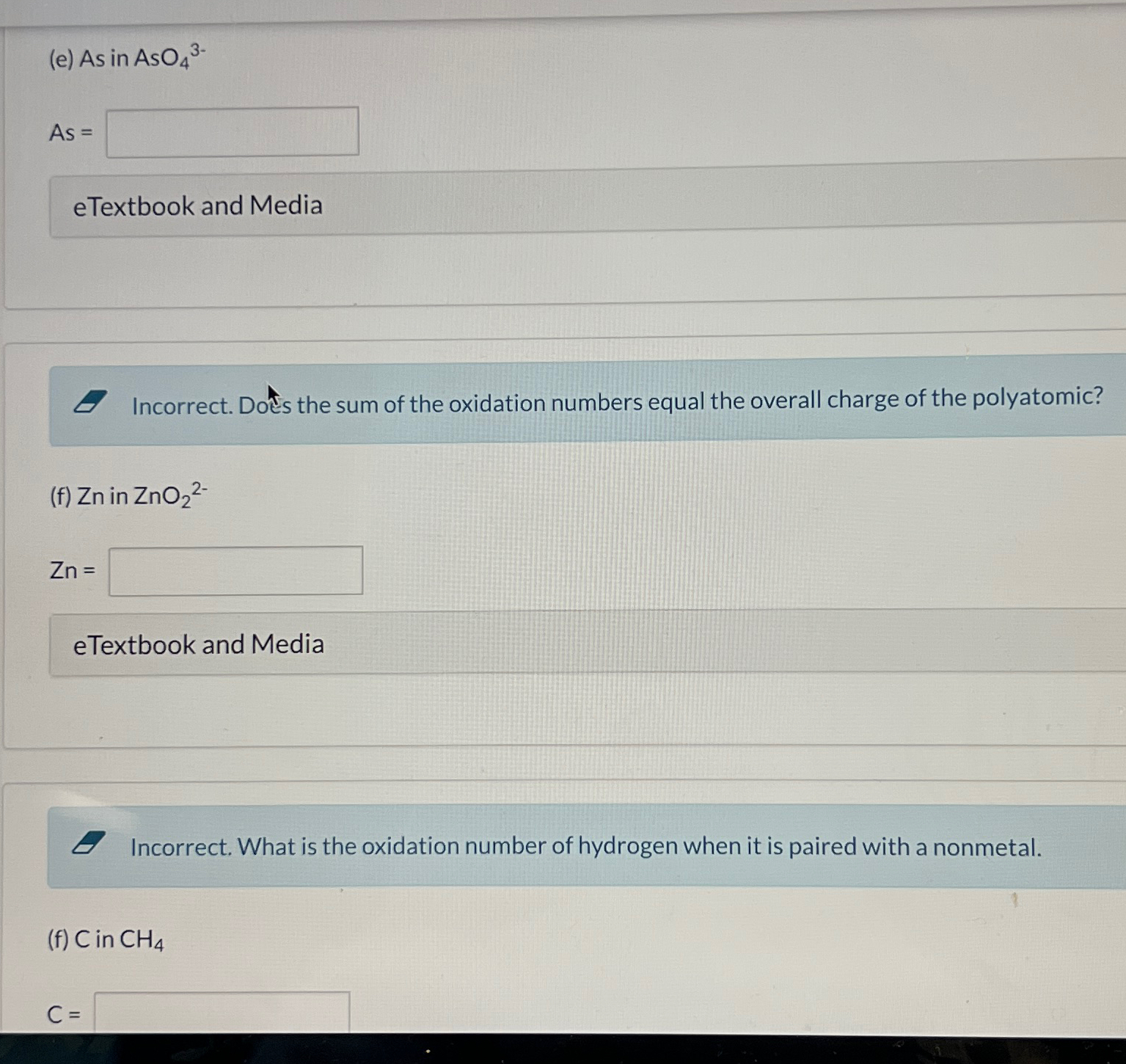 Determine the oxidation number for the indicated | Chegg.com