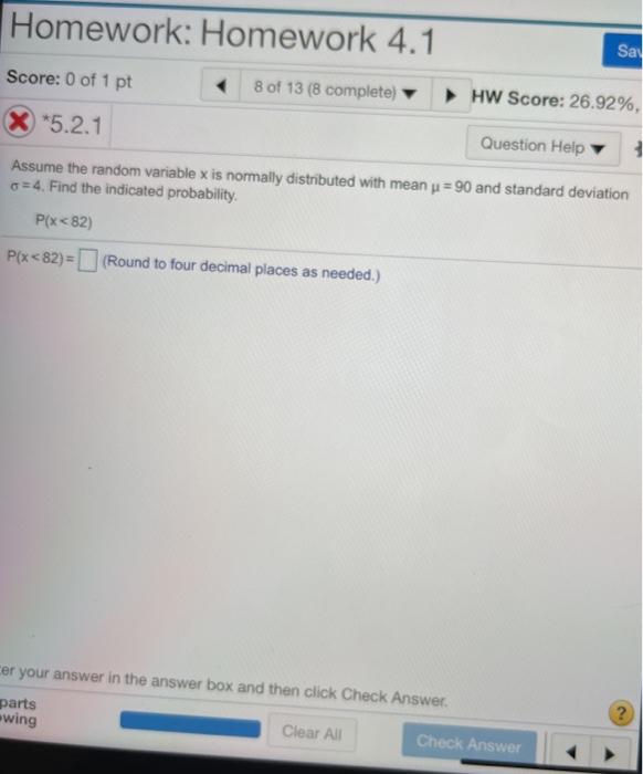 Solved Homework: Homework 4.1 Sa Score: 0 of 1 pt 8 of 13 (8 | Chegg.com