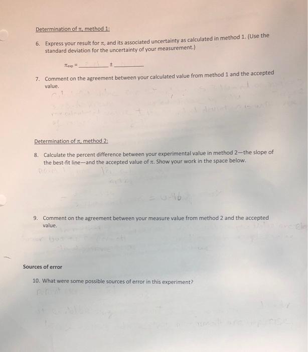 Pi, a Constant of Proportionality Experiment 1: | Chegg.com