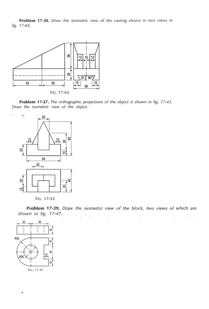 Solved Problem 17-38.Draw the isomertic view of the casting | Chegg.com