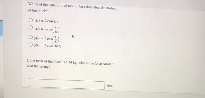 Solved A block is attached to a ceiling by a spring of force | Chegg.com