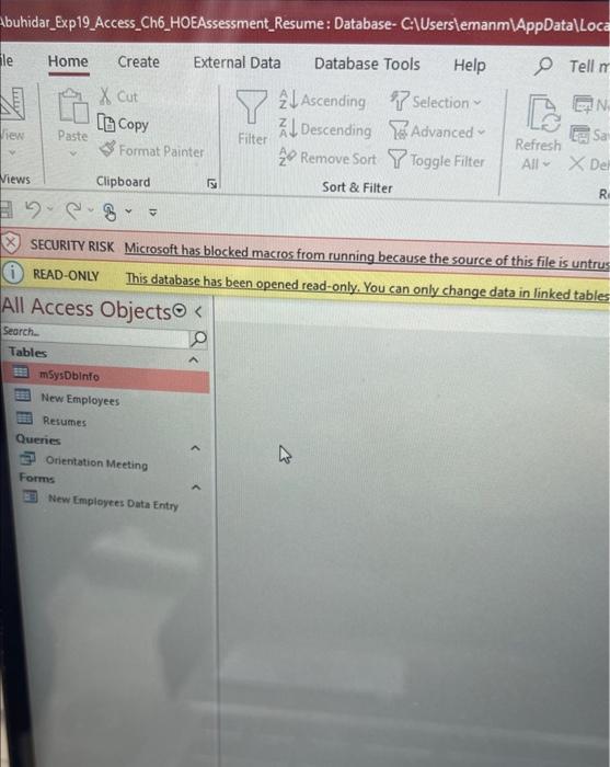 Start Access. Open the downioaded Access fille named | Chegg.com