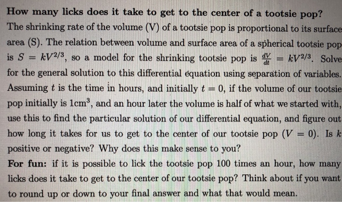 Solved How many licks does it take to get to the center of a | Chegg.com