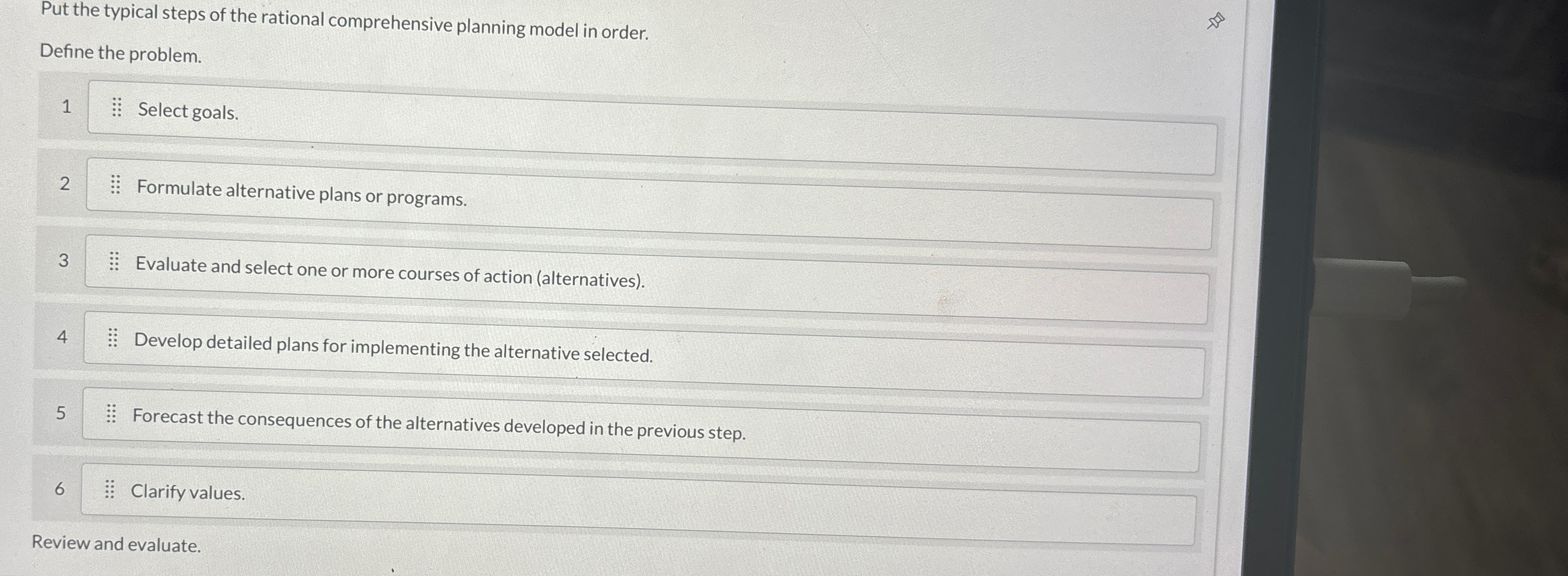 Solved Put the typical steps of the rational comprehensive | Chegg.com