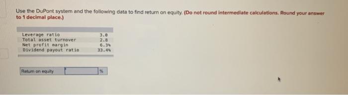 Solved Use the DuPont system and the following data to find | Chegg.com