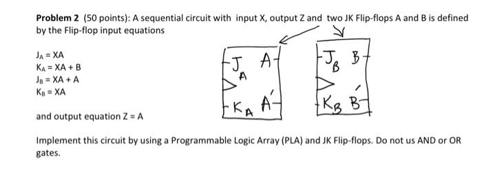 Solved Problem 2 (50 points): A sequential circuit with | Chegg.com