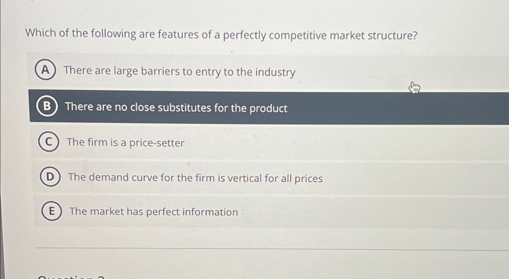 Solved Which of the following are features of a perfectly | Chegg.com