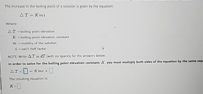 Solved The increase in the boiling poim of a solution is | Chegg.com