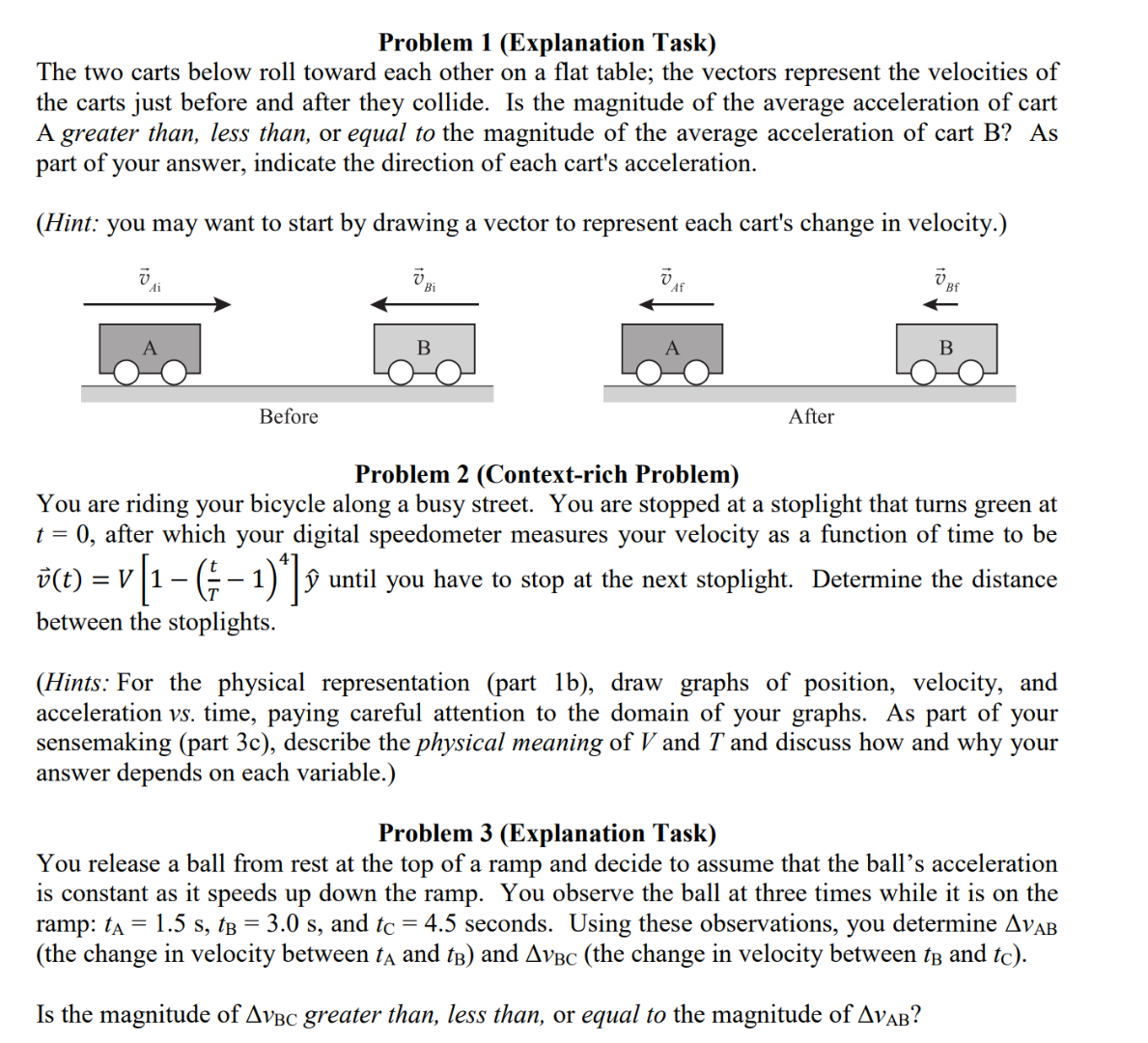 Solved Problem 1 (Explanation Task) The two carts below roll | Chegg.com