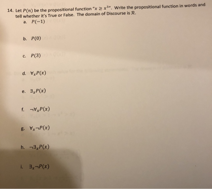 Solved 14. Let P(n) be the propositional function "x 2 x3". | Chegg.com
