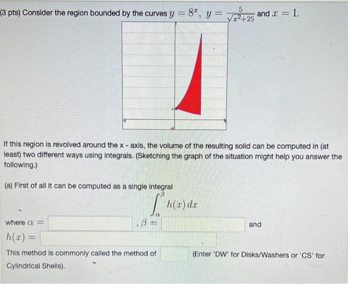 Solved If this region is revolved around the x - axis, the | Chegg.com