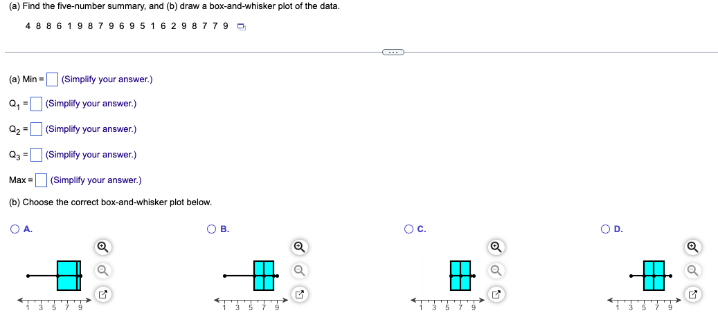 Solved (b) ﻿Choose the correct box-and-whisker plot below. | Chegg.com