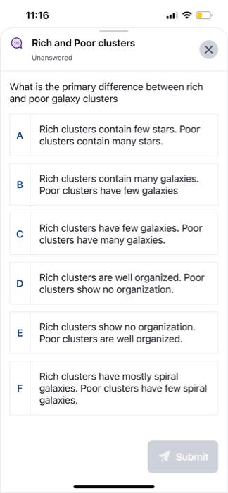 Solved Rich and Poor clusters Unanswered What is the primary | Chegg.com