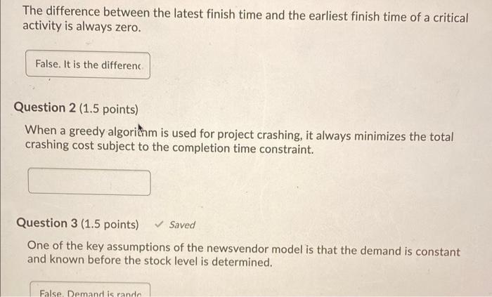 Solved The difference between the latest finish time and the | Chegg.com
