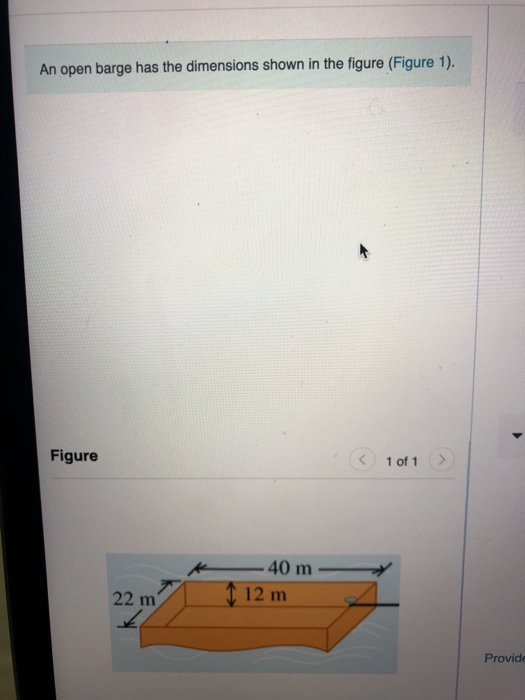 Solved An open barge has the dimensions shown in the figure | Chegg.com