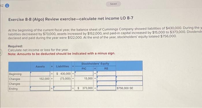 Solved Exercise 8-8 (Algo) Review exercise-calculate net | Chegg.com Solved Exercise 8-8 (Algo) Review exercise-calculate net | Chegg.com