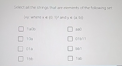 Solved Select all the strings that are elements of the | Chegg.com