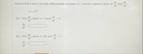 Solved Assume that x ﻿and y ﻿are both differentiable | Chegg.com