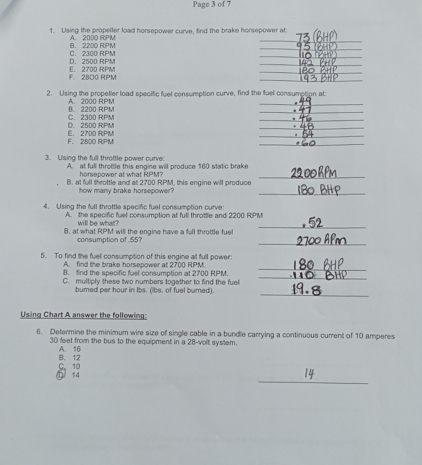 Solved Page 3 of 7 1. Using the propeller load horsepower | Chegg.com