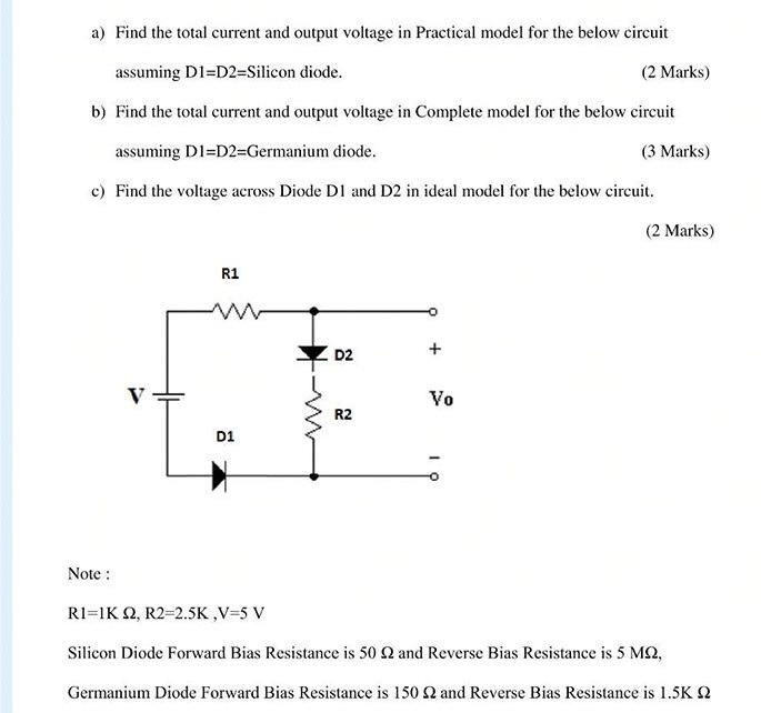 Solved a) Find the total current and output voltage in | Chegg.com
