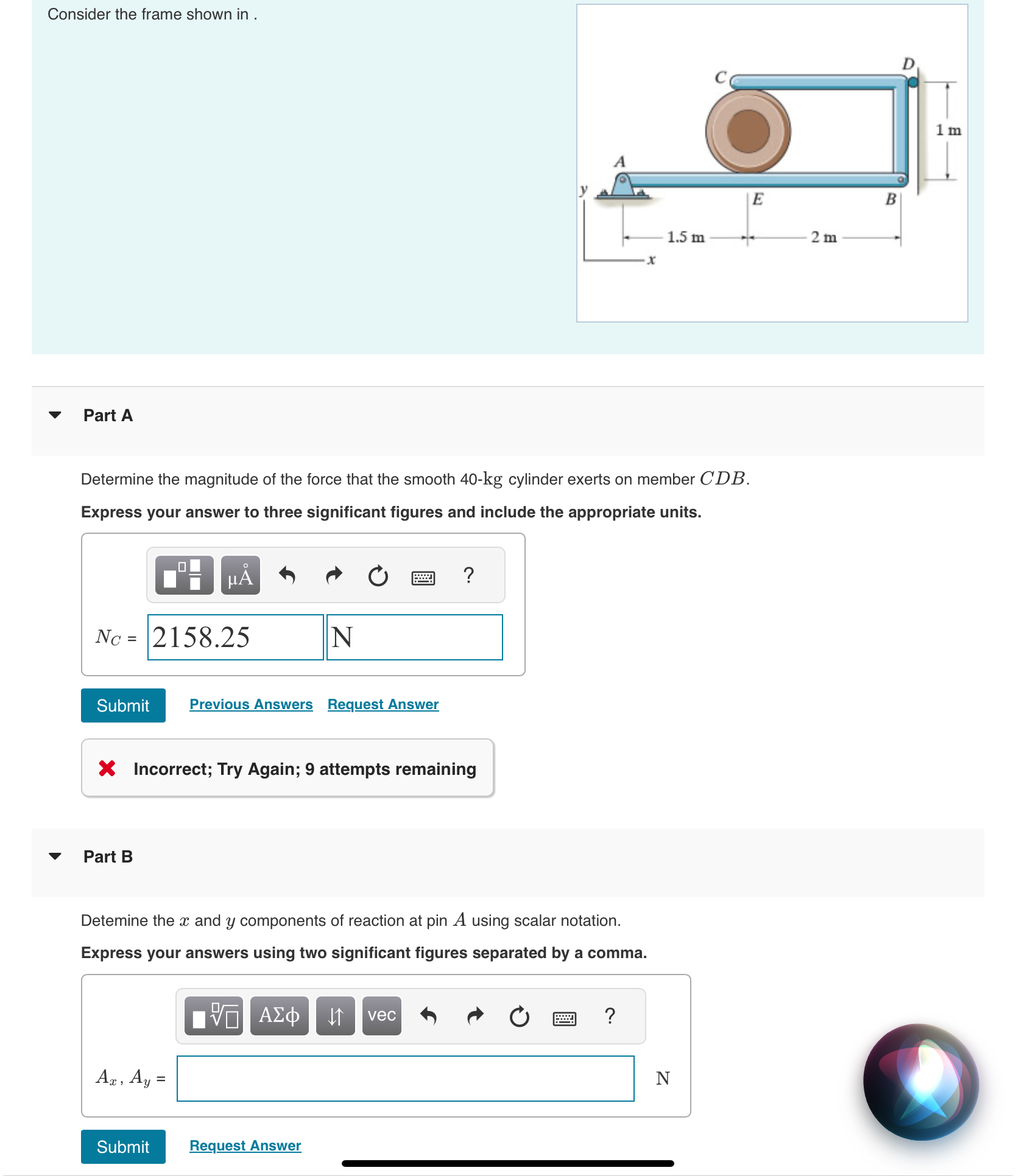 Solved Consider The Frame Shown In Part Adetermine The