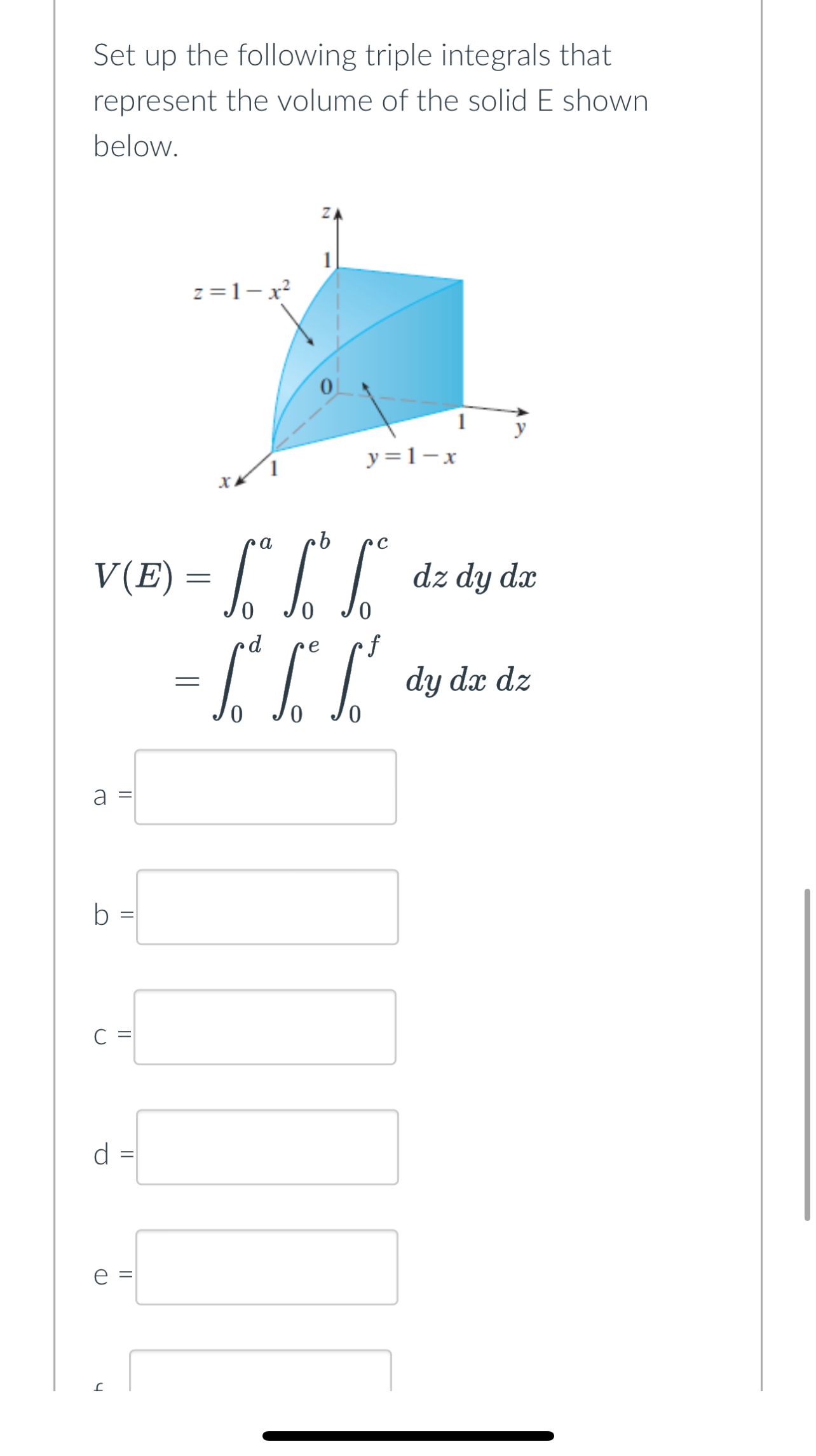 Solved Set up the following triple integrals that represent | Chegg.com