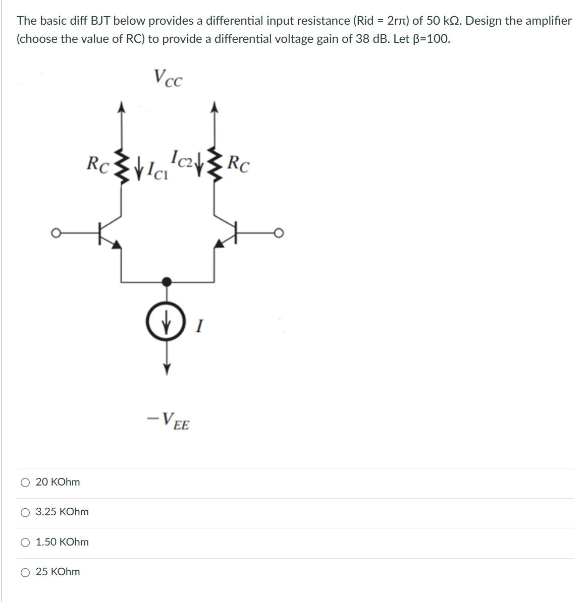 Solved The basic diff BJT below provides a differential | Chegg.com