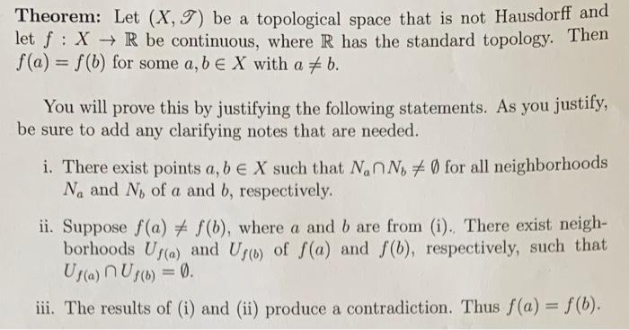 Solved Theorem Let X 9 Be A Topological Space That Is