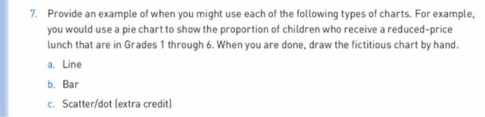Solved 7. Provide an example of when you might use each of | Chegg.com