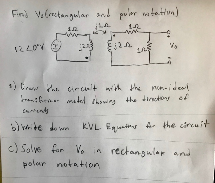 Solved Find Vo(rectangular and polar notation) 12 Loºv ( | Chegg.com