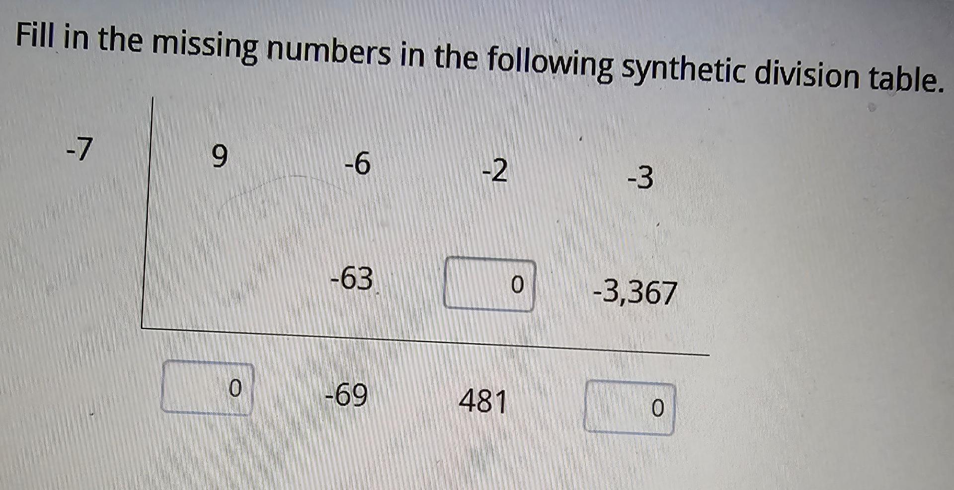 Solved Fill in the missing numbers in the following | Chegg.com