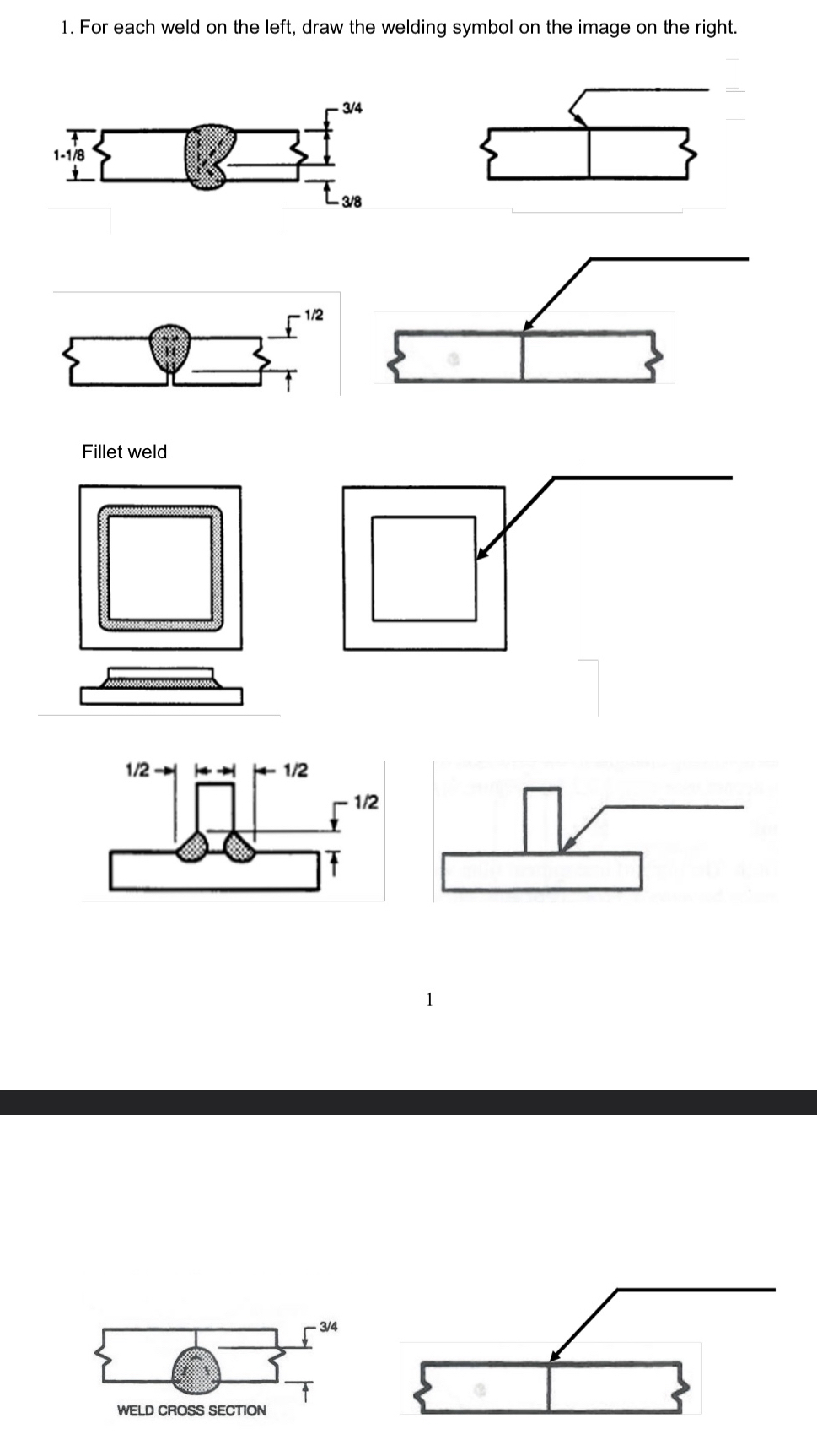 Solved For each weld on the left, draw the welding symbol on | Chegg.com