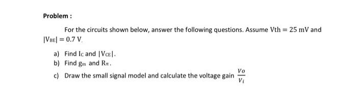 Solved Problem : For the circuits shown below, answer the | Chegg.com