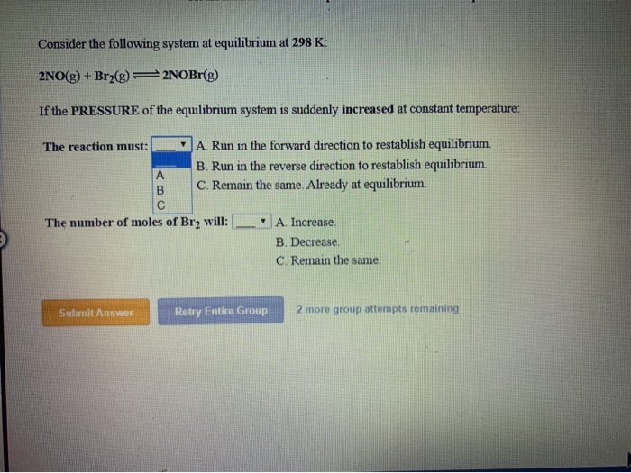 Solved Consider the following system at equilibrium at 298 | Chegg.com