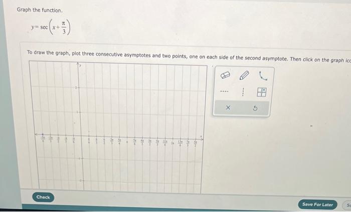 Solved Graph the function. y=sec(x+3π) To draw the graph, | Chegg.com