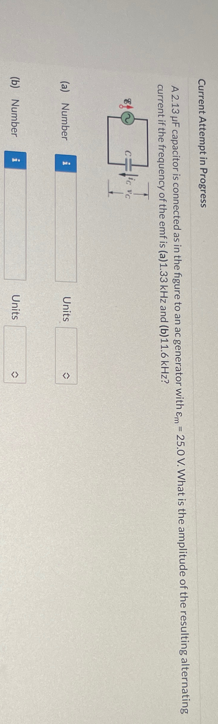 Solved Current Attempt in ProgressA 2.13μF ﻿capacitor is | Chegg.com
