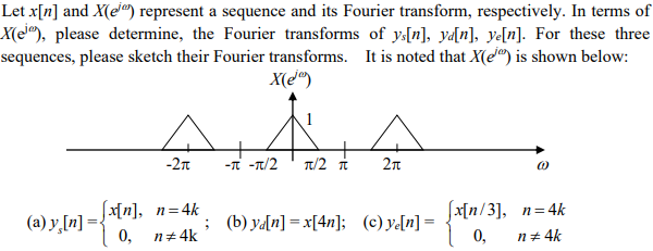 Solved Let x[n] and X(ejω) represent a sequence and its | Chegg.com