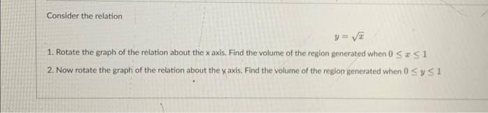 Solved Consider the relation y=x 1. Rotate the graph of the | Chegg.com
