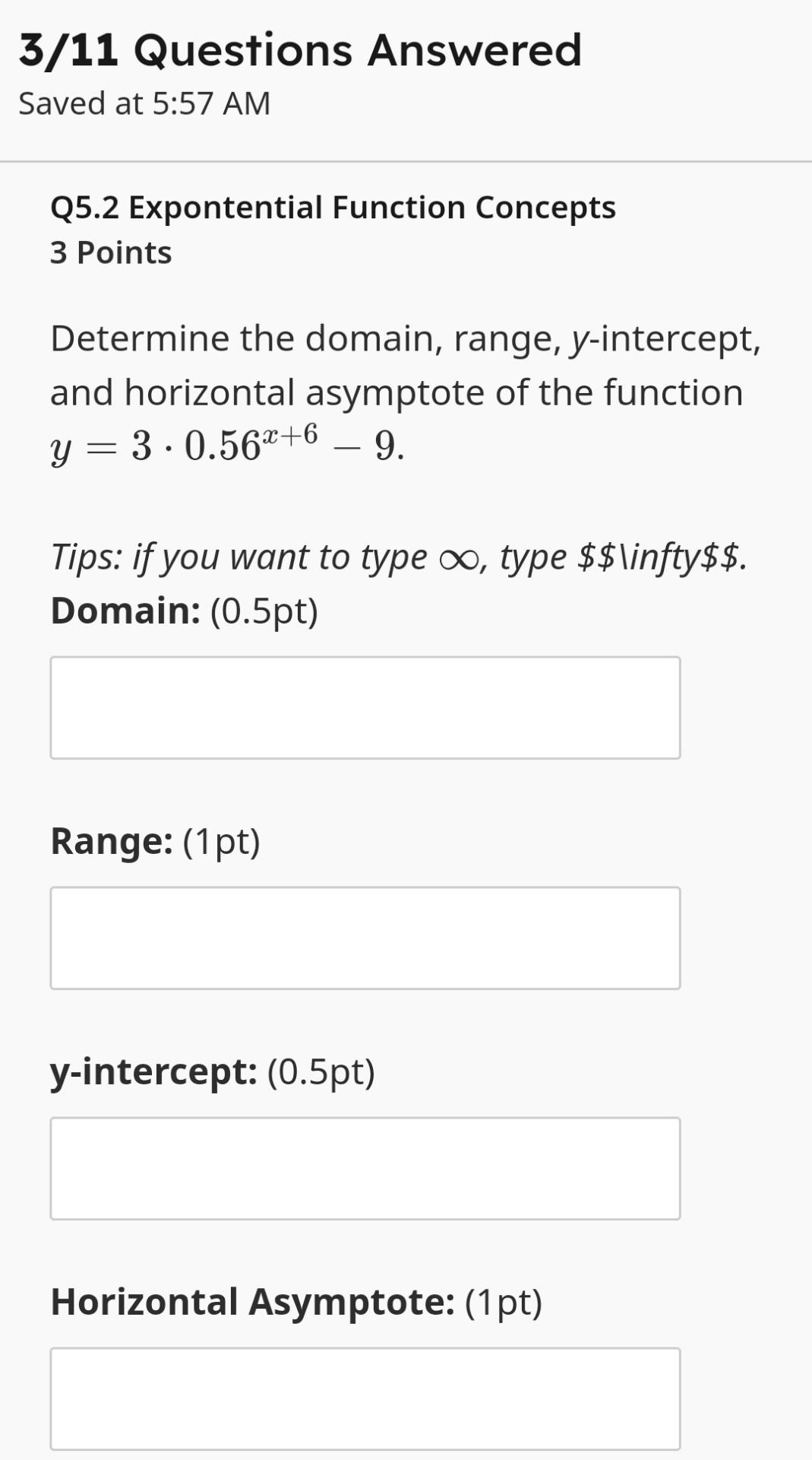 Solved 3/11 Questions Answered Saved at 5:57 AM Q5.2 | Chegg.com