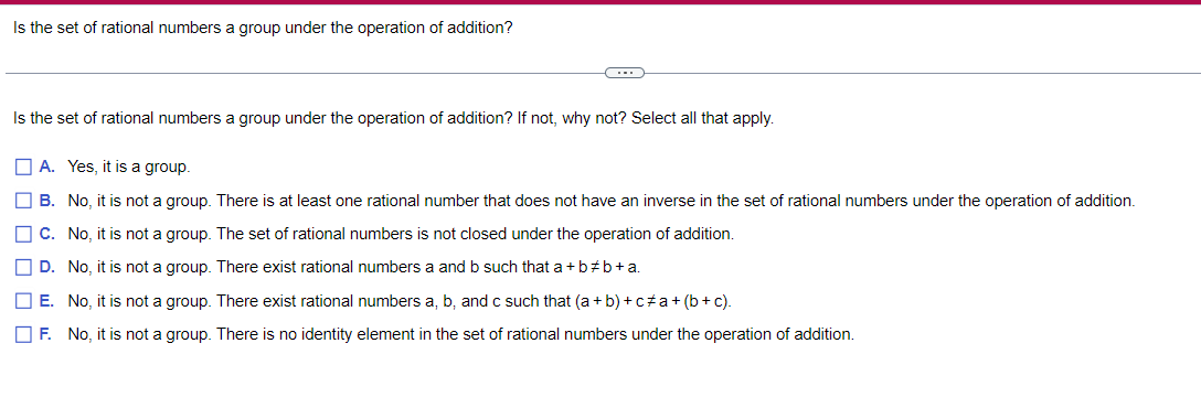 Solved Is the set of rational numbers a group under the | Chegg.com