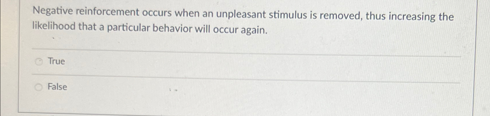 Solved Negative reinforcement occurs when an unpleasant | Chegg.com