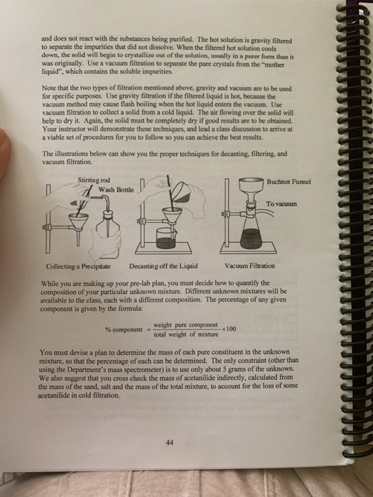 Solved report sheet & questions, separating a mixture, | Chegg.com